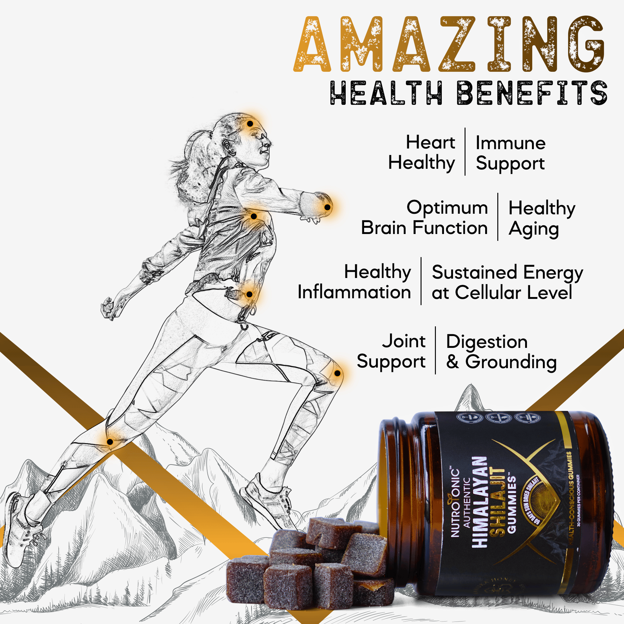 Authentic Himalayan Shilajit Gummies Sweetened with Organic Manuka Hon ...